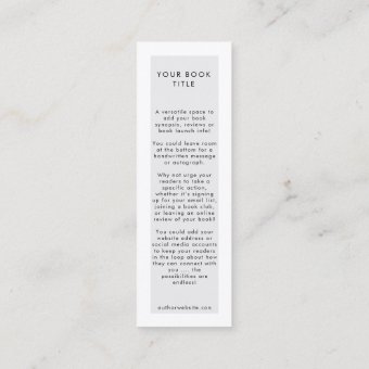 Book Launch Author Promotional Mini Bookmark Card | Zazzle