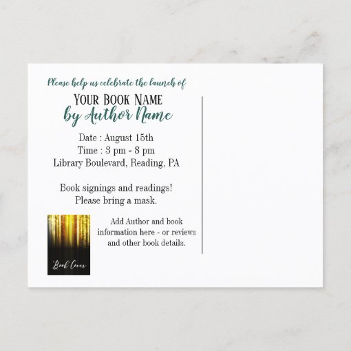 Book Launch Party Invitation Postcard | Zazzle