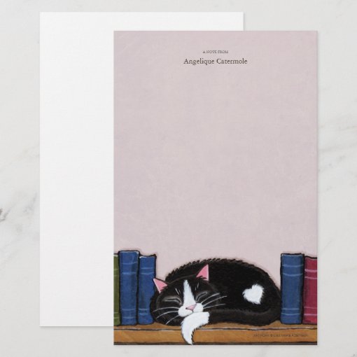 Book Love | Cat on a Book Shelf Note Paper | Zazzle