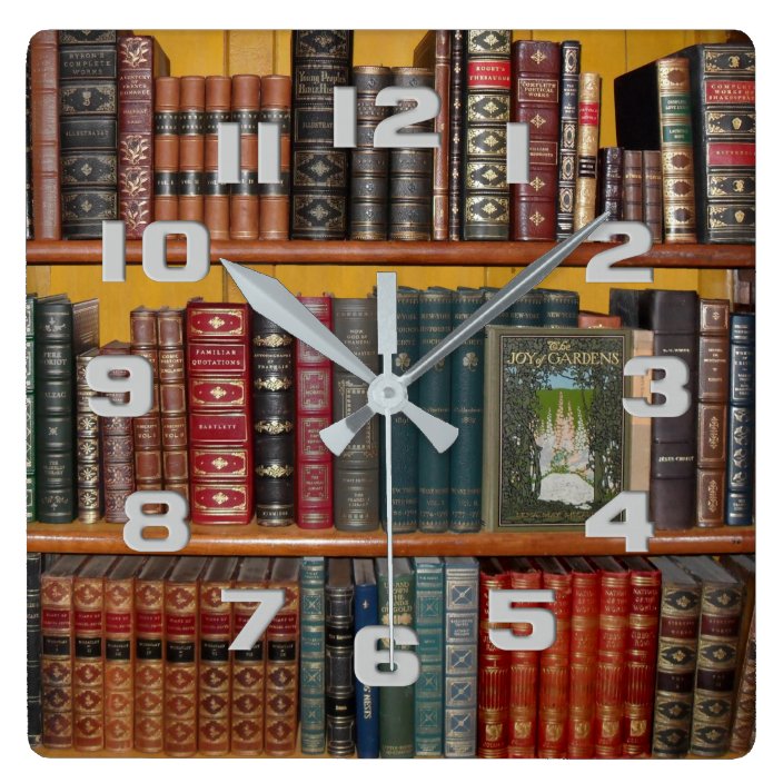 Book Lovers Library Hardcover Edition Books Square Wall Clock | Zazzle.com