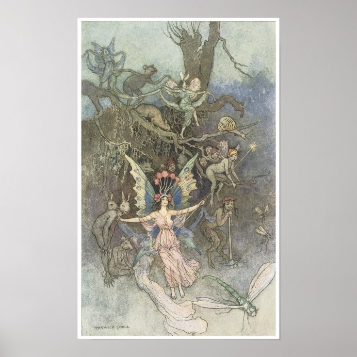 Book of Fairy Poetry, Victorian Era Fairy Painting Poster | Zazzle