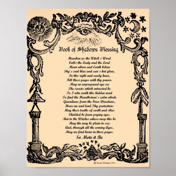 BOOK of SHADOWS BLESSING Poster | Zazzle.com