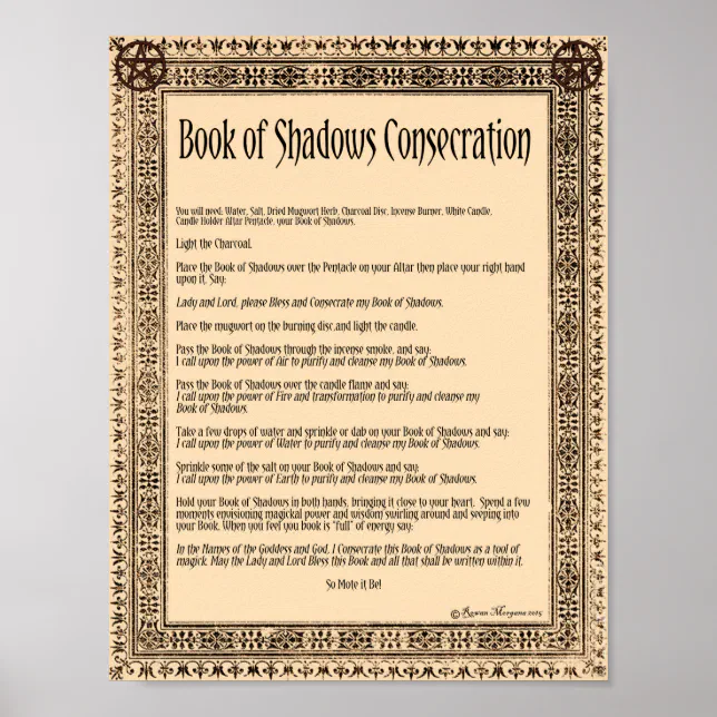 BOOK of SHADOWS CONSECRATION Poster | Zazzle