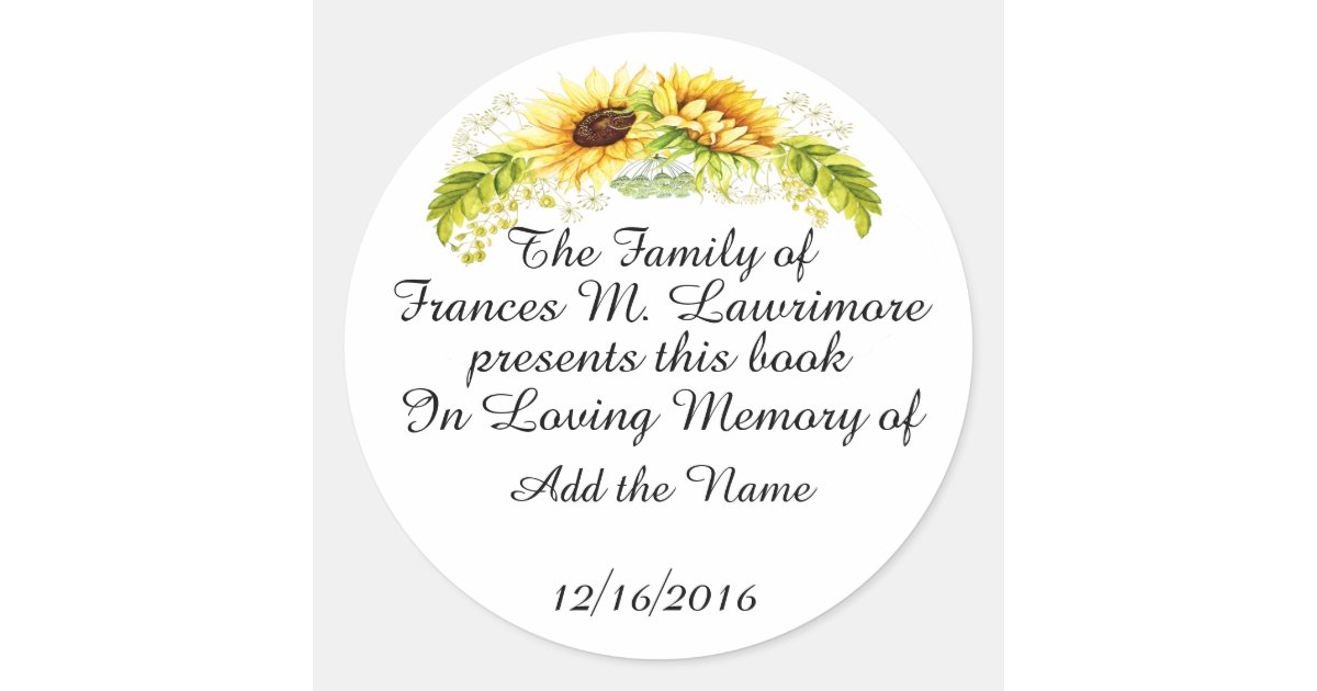 Book Plate In Memoriam Sticker | Zazzle