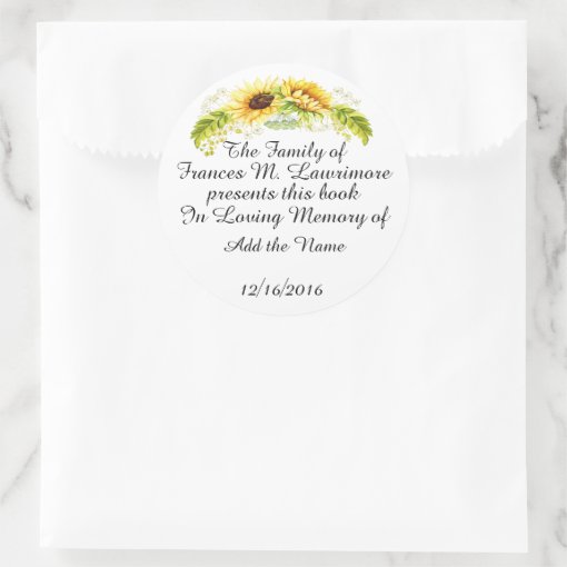 Book Plate In Memoriam Sticker | Zazzle