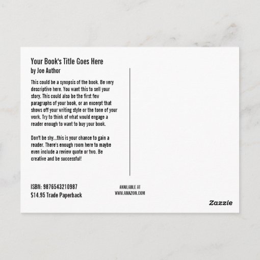 Book Promotion Postcard Template | Zazzle