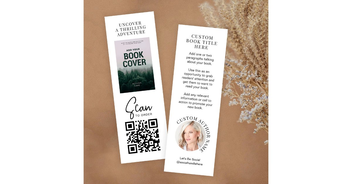Book Release Promo Author Photo Mini Bookmark Card | Zazzle