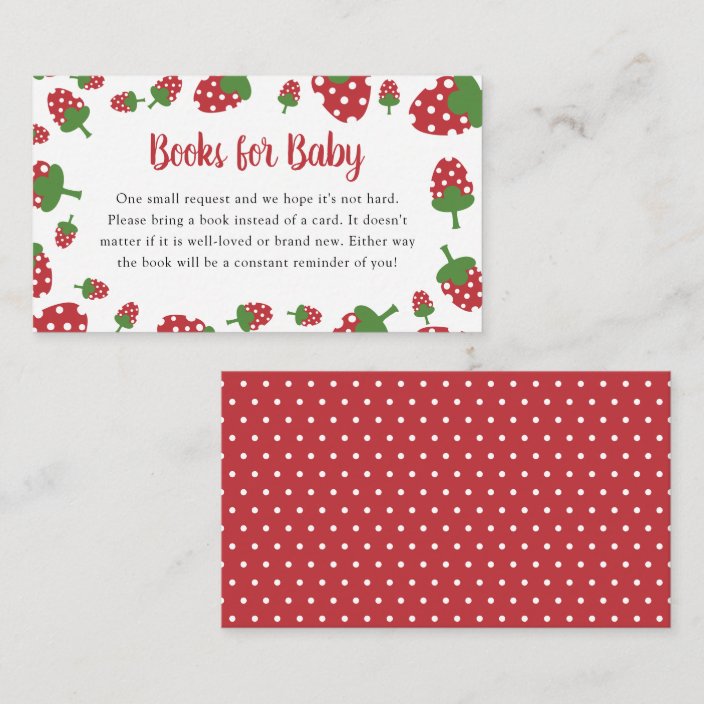 Book Request Berry Sweet Baby Shower Strawberry Enclosure Card | Zazzle.com