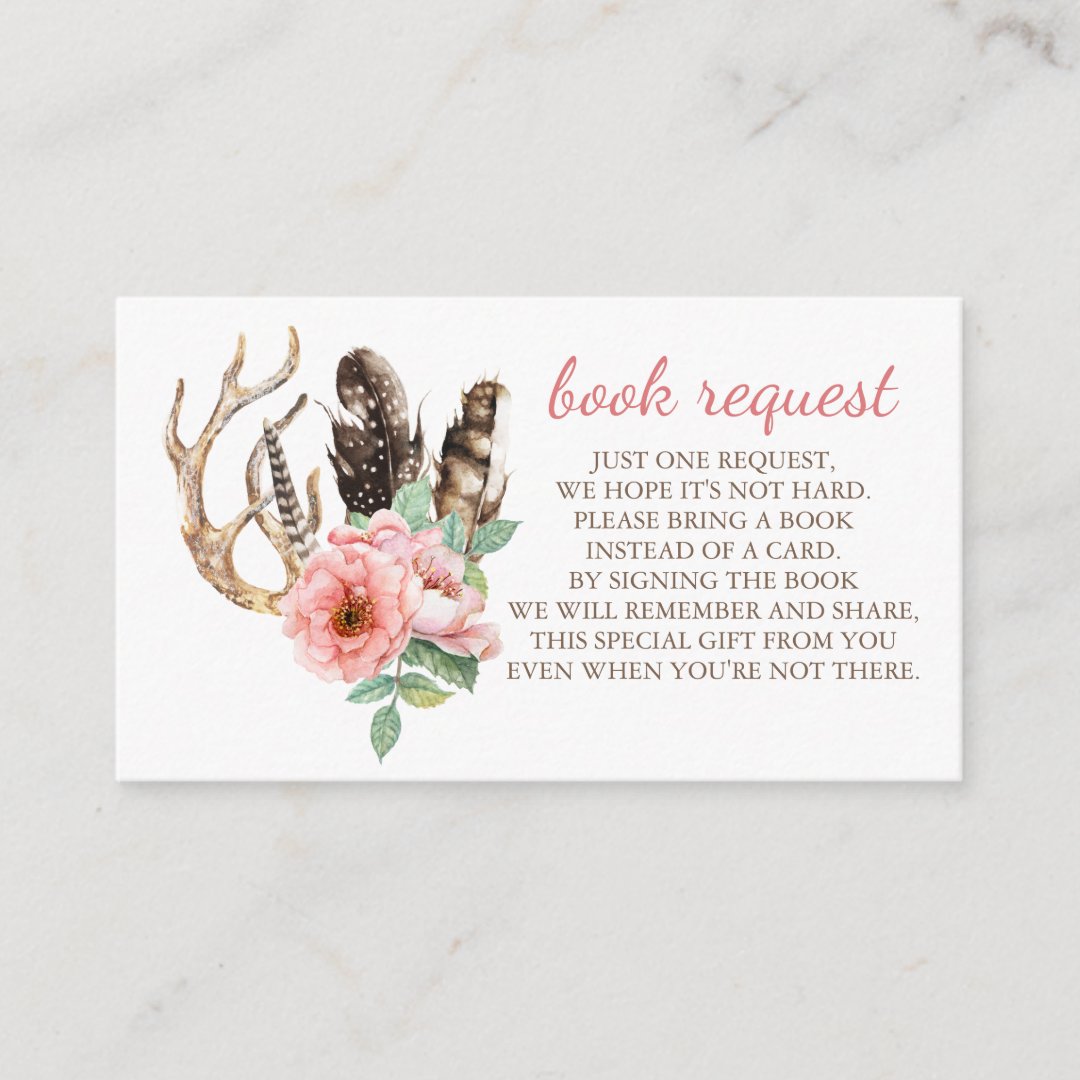 Book Request Boho Floral Enclosure Card | Zazzle