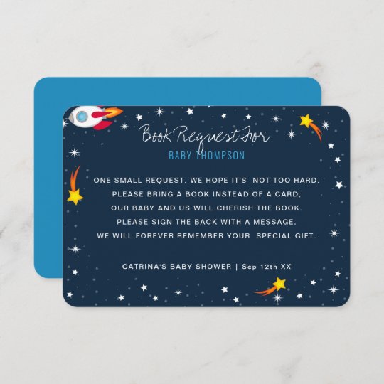 Book Request For Baby Outer Space Enclosure Card | Zazzle.com