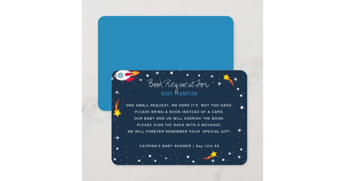 Book Request For Baby Outer Space Enclosure Card | Zazzle