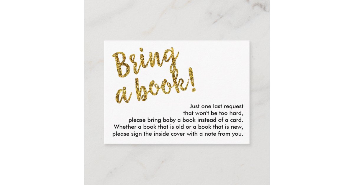 Book Request Insert Enclosure Card, Gold Glitter | Zazzle