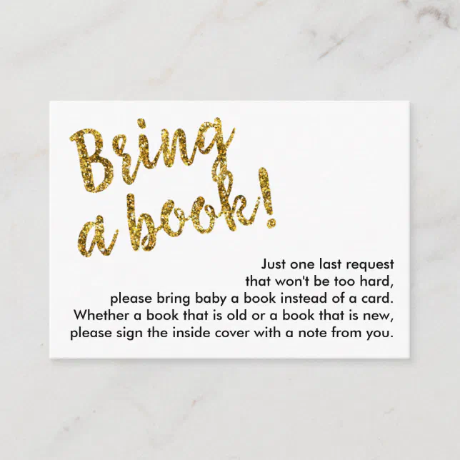 Book Request Insert Enclosure Card, Gold Glitter | Zazzle