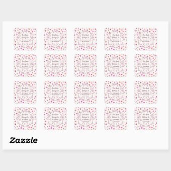 Book Return Pink Dots Monogrammed Square Sticker | Zazzle