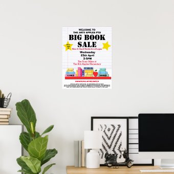 book sale PTA school fundraising poster | Zazzle