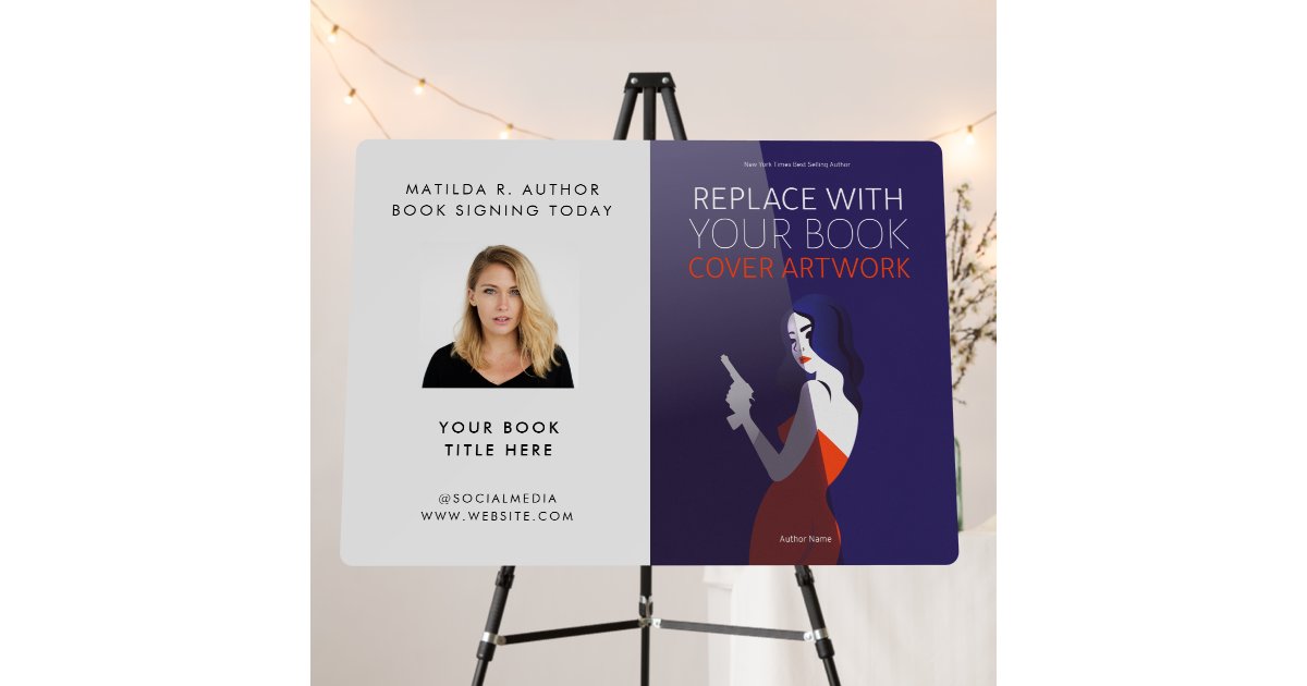 Book Signing | Author Book Cover Easel Promotional Foam Board | Zazzle