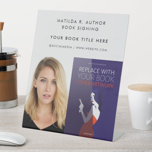 Book Signing | Author Book Cover Promotional Pedestal Sign | Zazzle