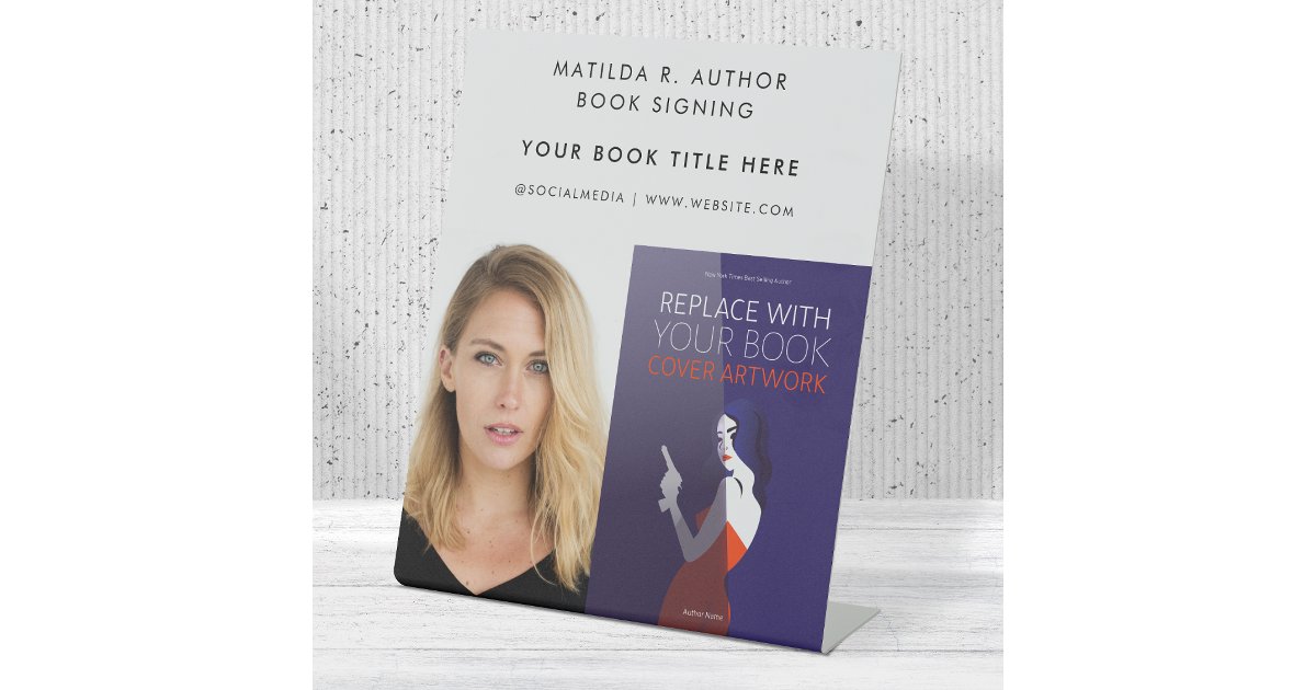 Book Signing | Author Book Cover Promotional Pedestal Sign | Zazzle