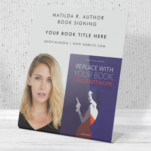 Book Signing | Author Book Cover Promotional Pedestal Sign | Zazzle