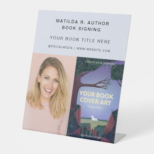 Book Signing | Author Book Launch Promotional Pedestal Sign | Zazzle
