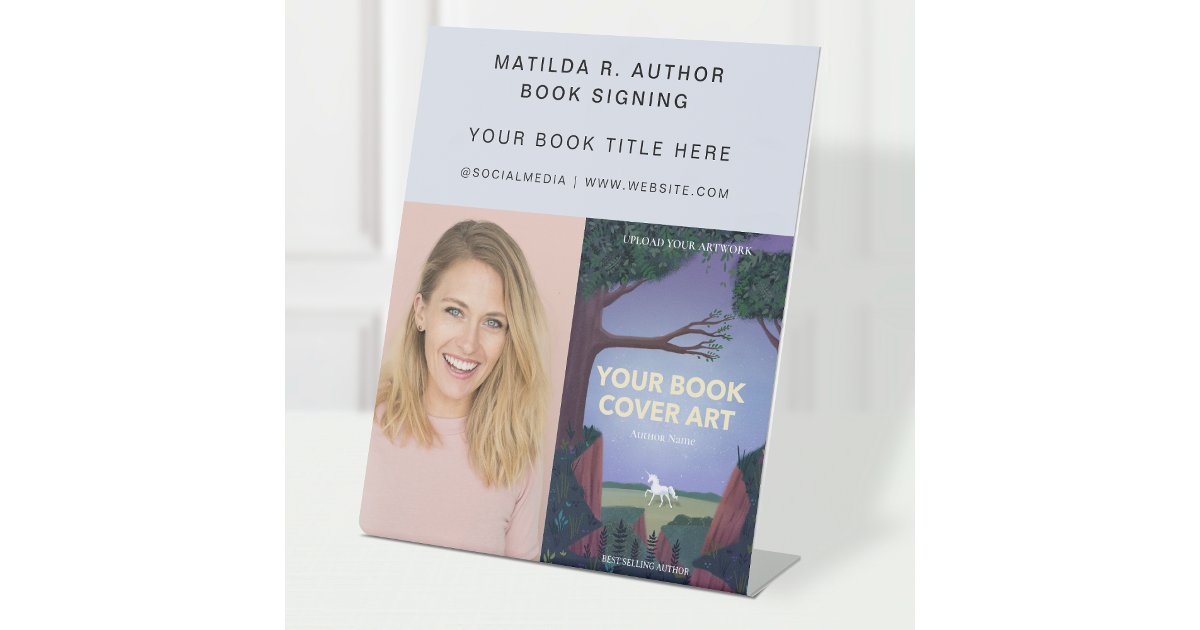 Book Signing | Author Book Launch Promotional Pedestal Sign | Zazzle