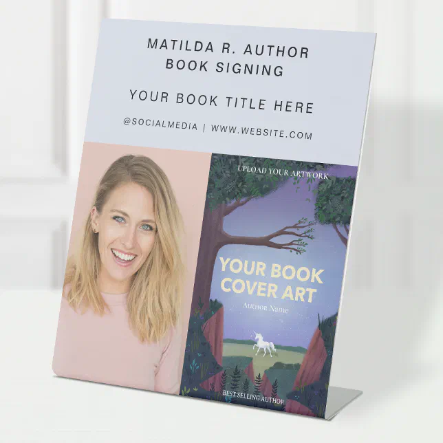 Book Signing | Author Book Launch Promotional Pedestal Sign | Zazzle