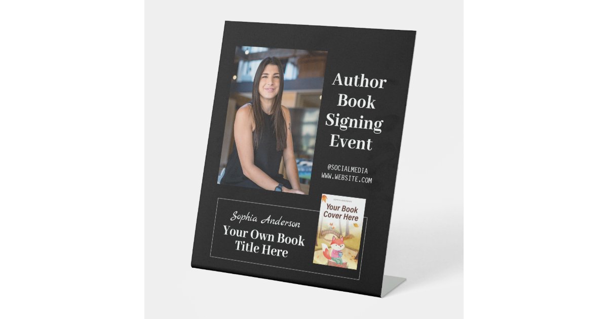 Book Signing | Author Book Launch Promotional Pedestal Sign | Zazzle
