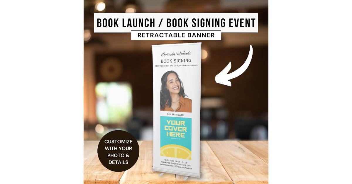 Book Signing Author Writer Book Launch Bestseller Retractable Banner ...