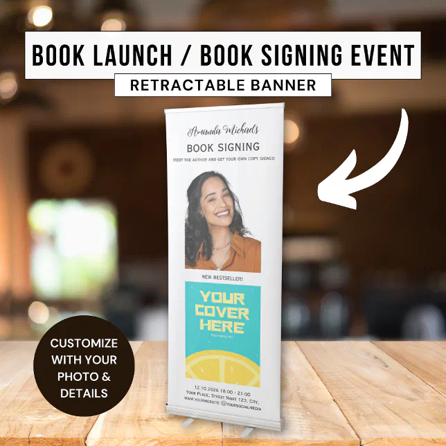 Book Signing Author Writer Book Launch Bestseller Retractable Banner ...