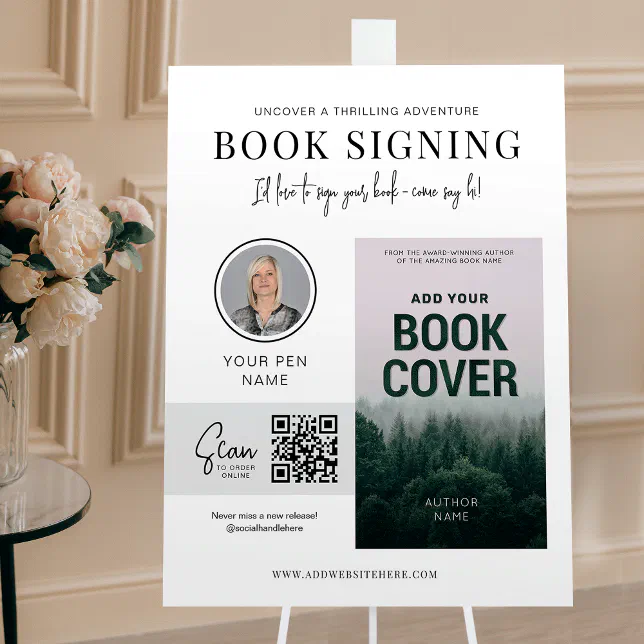 Book Signing Event Sign Book Cover Author Photo | Zazzle