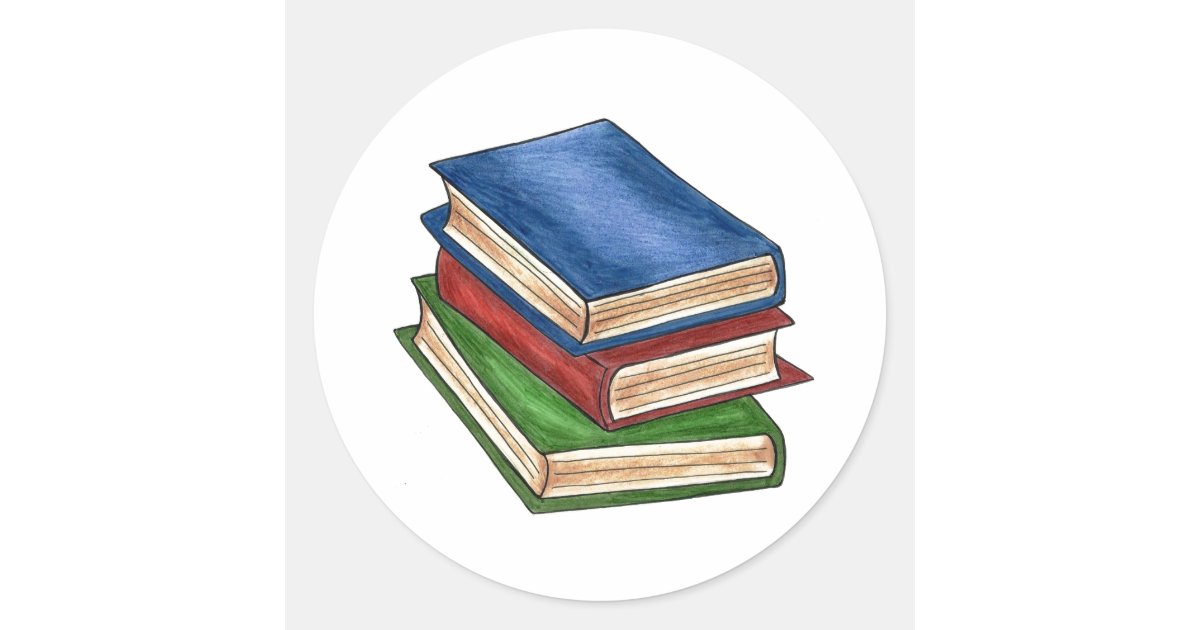 Book Stack Reading Library Book Teacher Librarian Classic Round Sticker ...