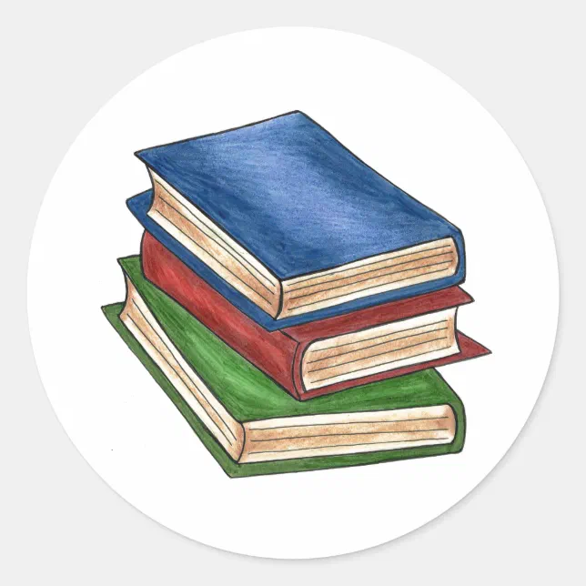 Book Stack Reading Library Book Teacher Librarian Classic Round Sticker ...
