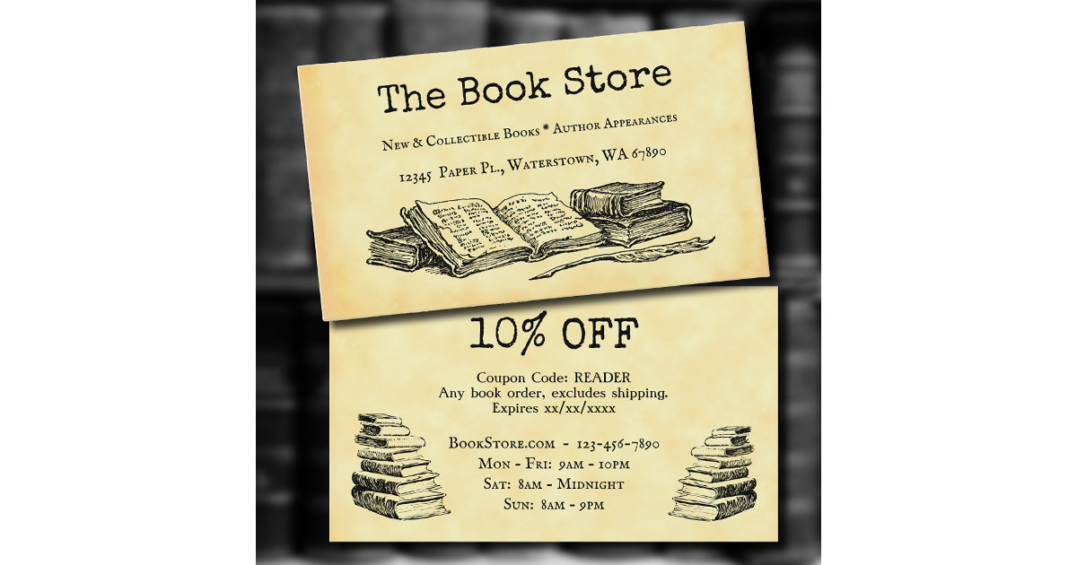 Book Store Custom Customer Discount Card | Zazzle