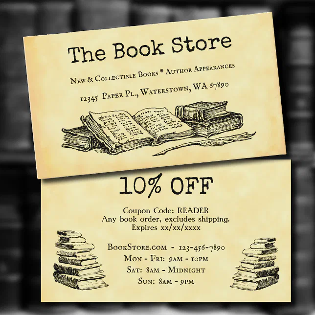 Book Store Custom Customer Discount Card | Zazzle