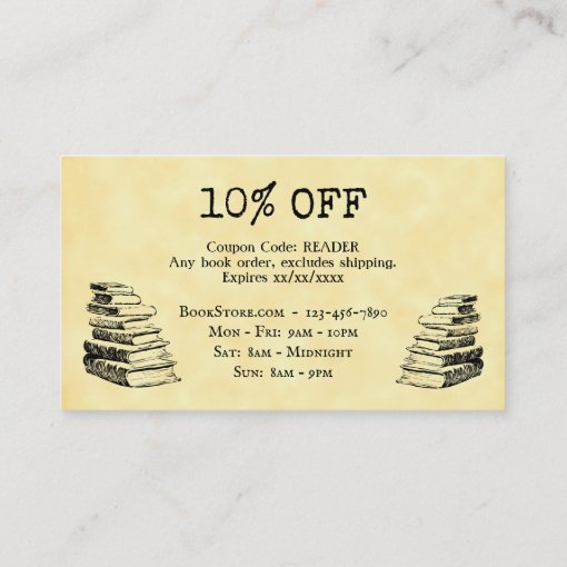 Book Store Custom Customer Discount Card | Zazzle