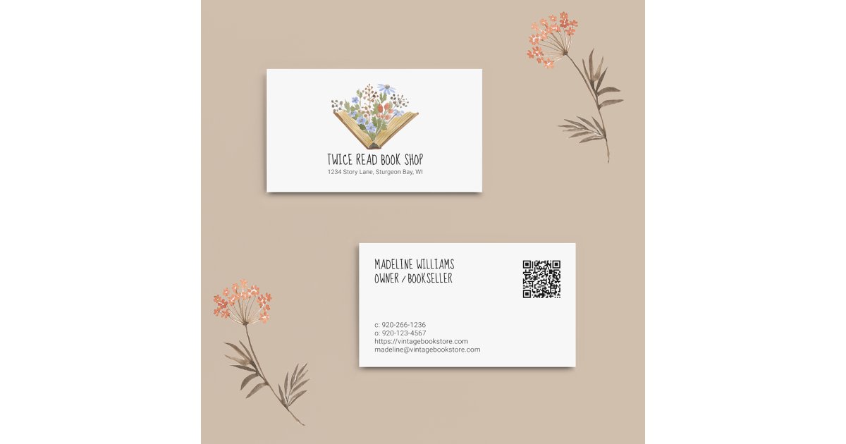 Book Store QR code Business Card | Zazzle