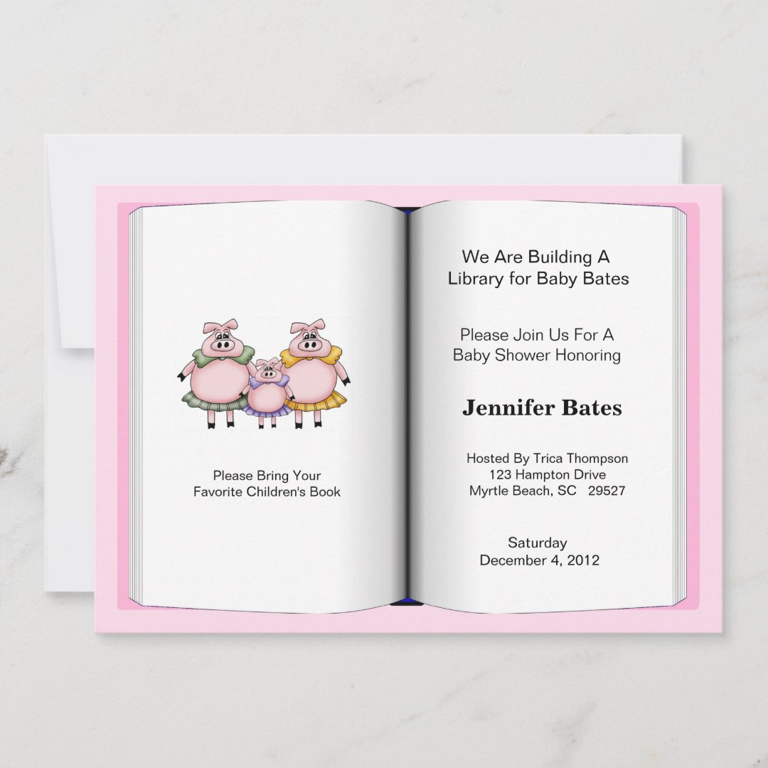 Book Theme Baby Shower Invitation (Girl) | Zazzle