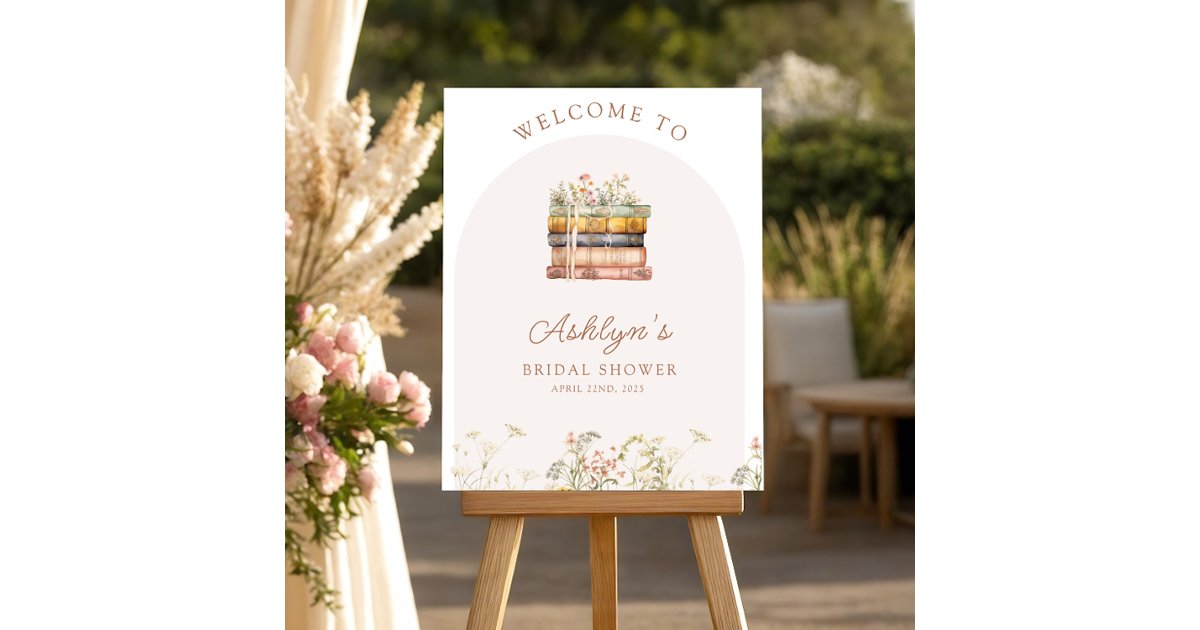 Book Theme Bridal Shower Welcome Sign | Zazzle