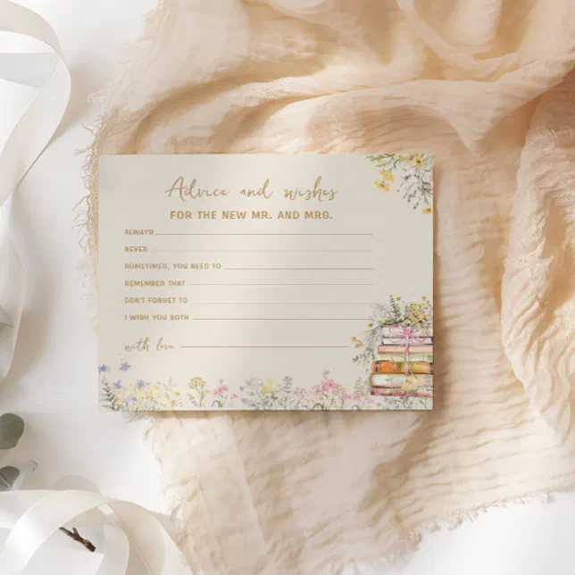 Book Theme Floral Advice and Wishes Bridal Shower | Zazzle