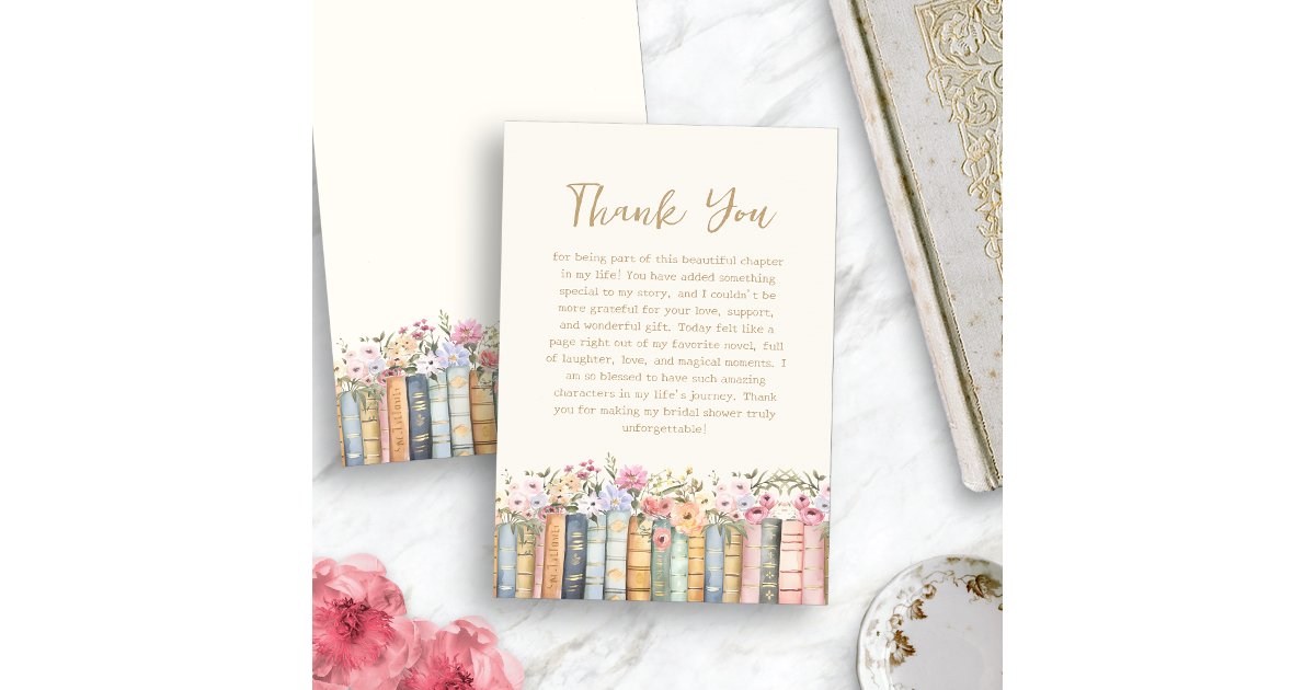 Book Theme Thank You Card | Zazzle