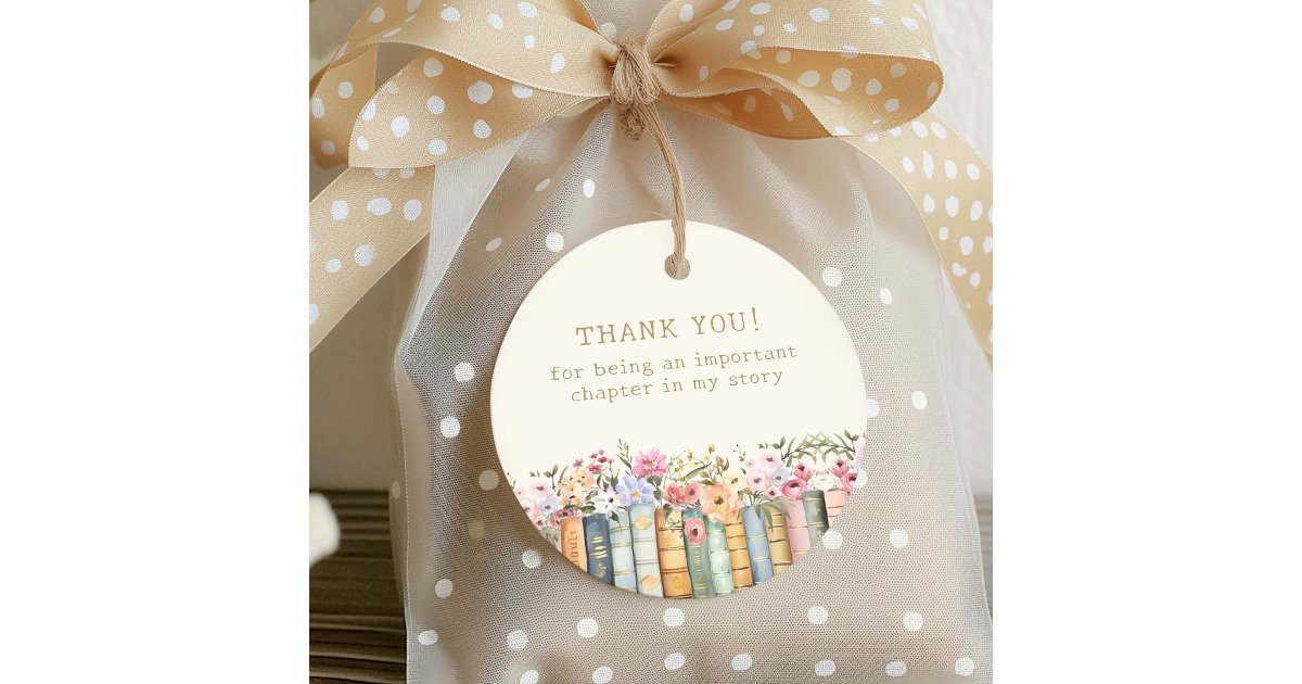 Book Theme Thank You Favor Tags | Zazzle
