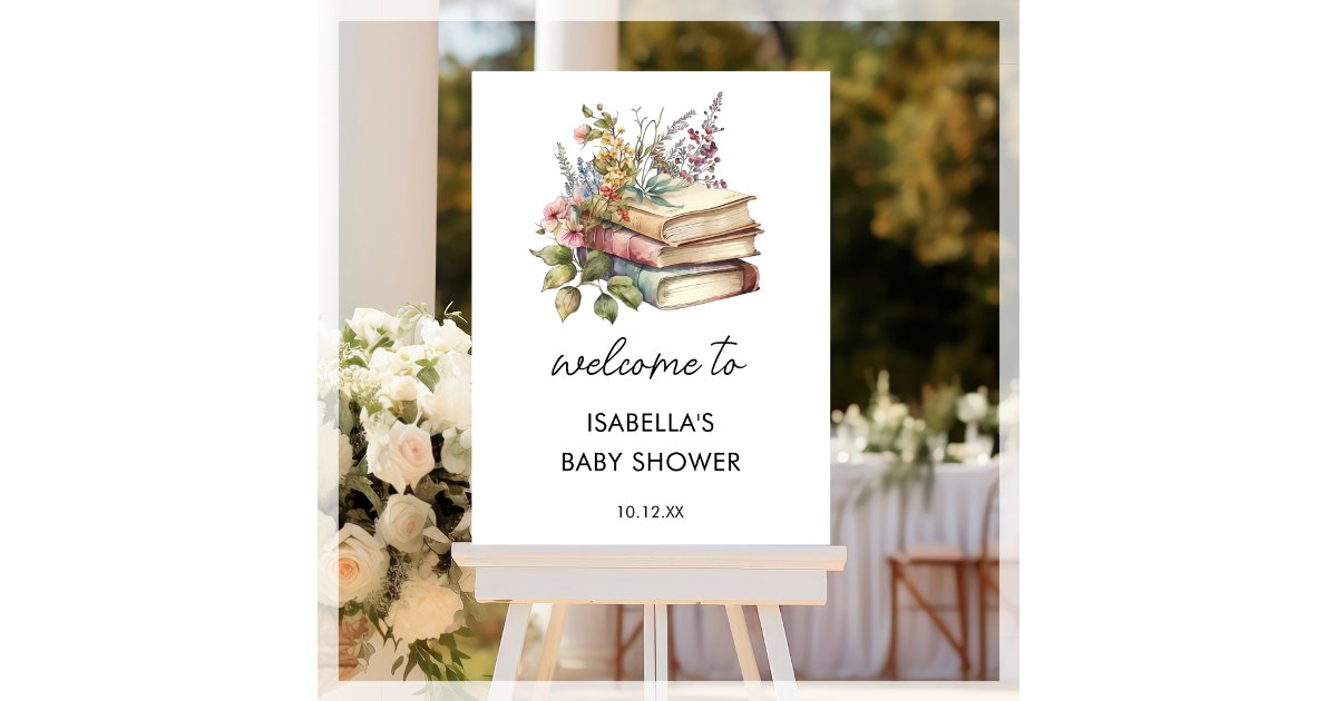 Book Themed Baby Shower Welcome Sign | Zazzle