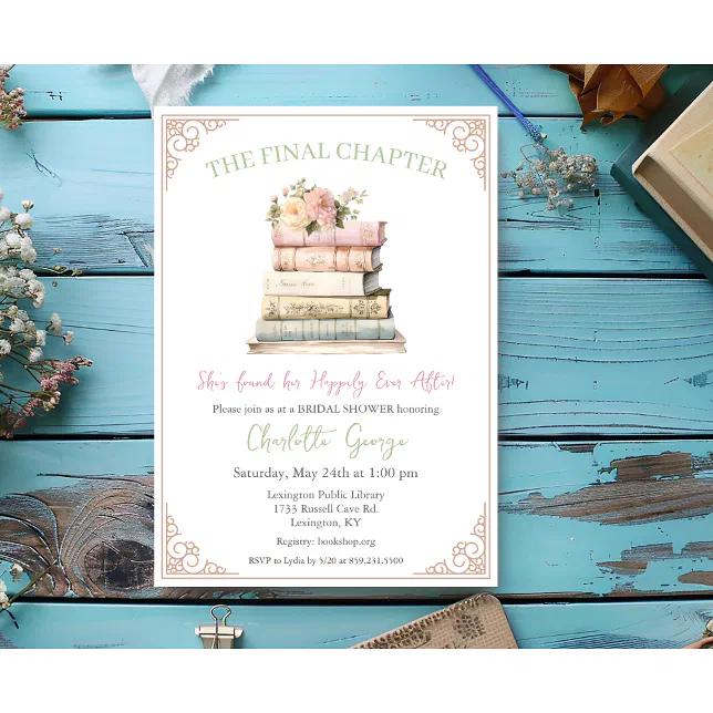 Book Themed Bridal Shower Invitation | Zazzle