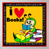 Book Worm I Love Books Poster | Zazzle