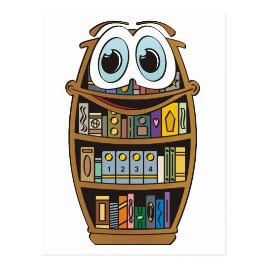 Bookcase Cartoon Postcard | Zazzle.com
