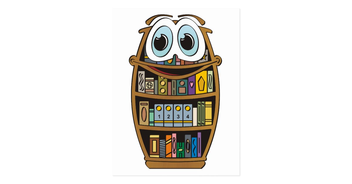 Bookcase Cartoon Postcard | Zazzle.com