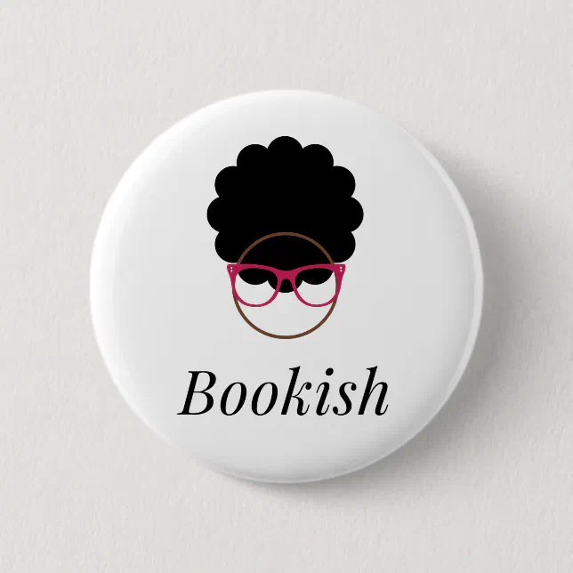 Bookish Afro Logo Button | Zazzle