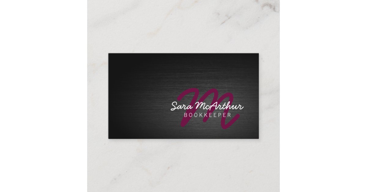 Bookkeeper Finance Services Dark Cursive Monogram Business Card | Zazzle
