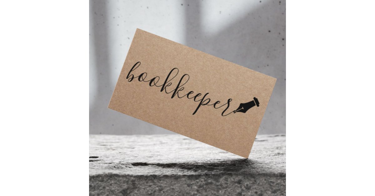 Bookkeeper Handwritten Script Rustic Kraft Business Card | Zazzle