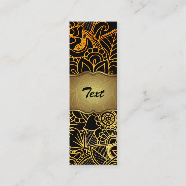 Bookmark Business Card Floral Doodle Gold G523 | Zazzle